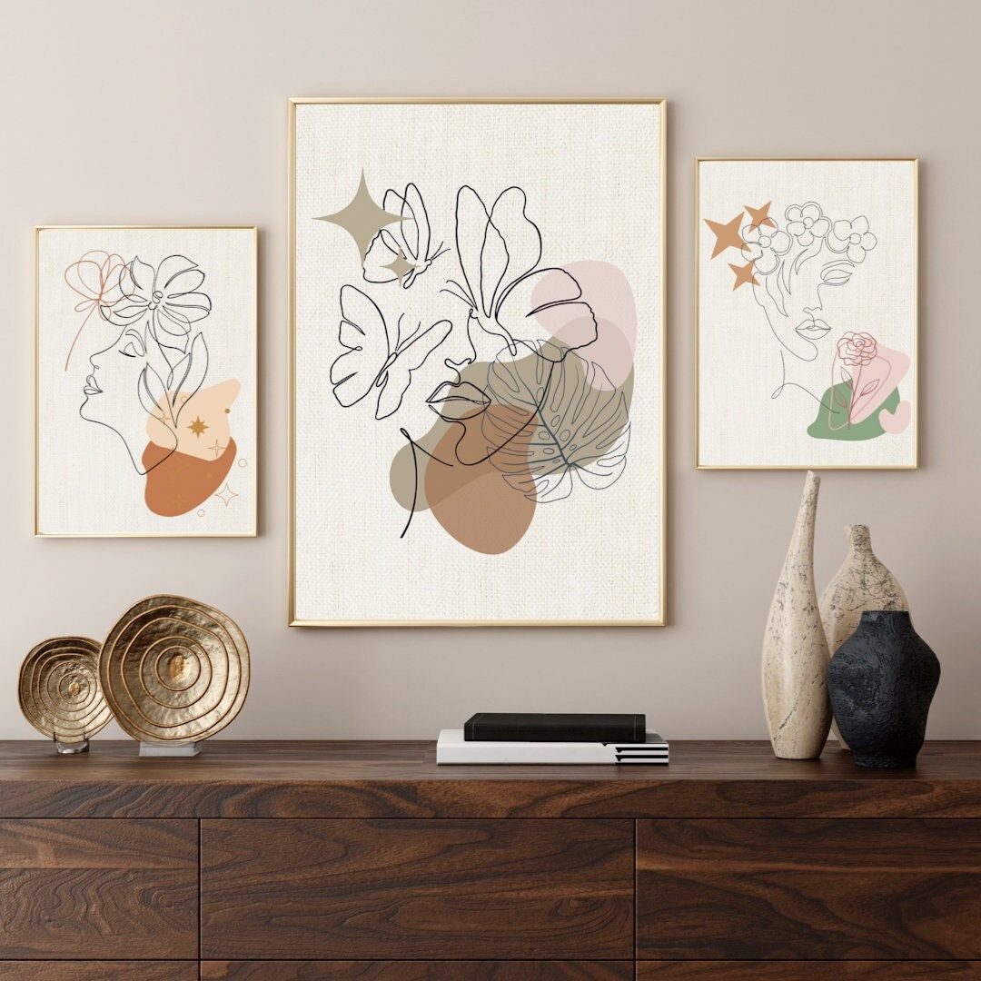 Minimalist Dijital Art, Woman Line Art Poster Bundle, Gallery Line Art ...