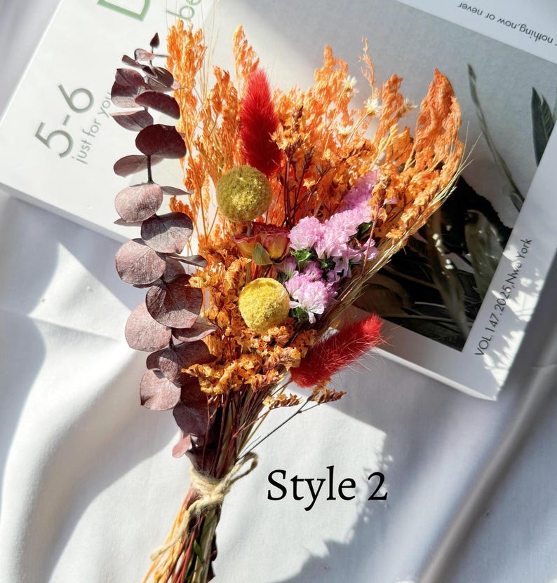 Boho Dried Flower Bouquet: Rustic Wedding Home Decor, 11-12 Inches - Etsy