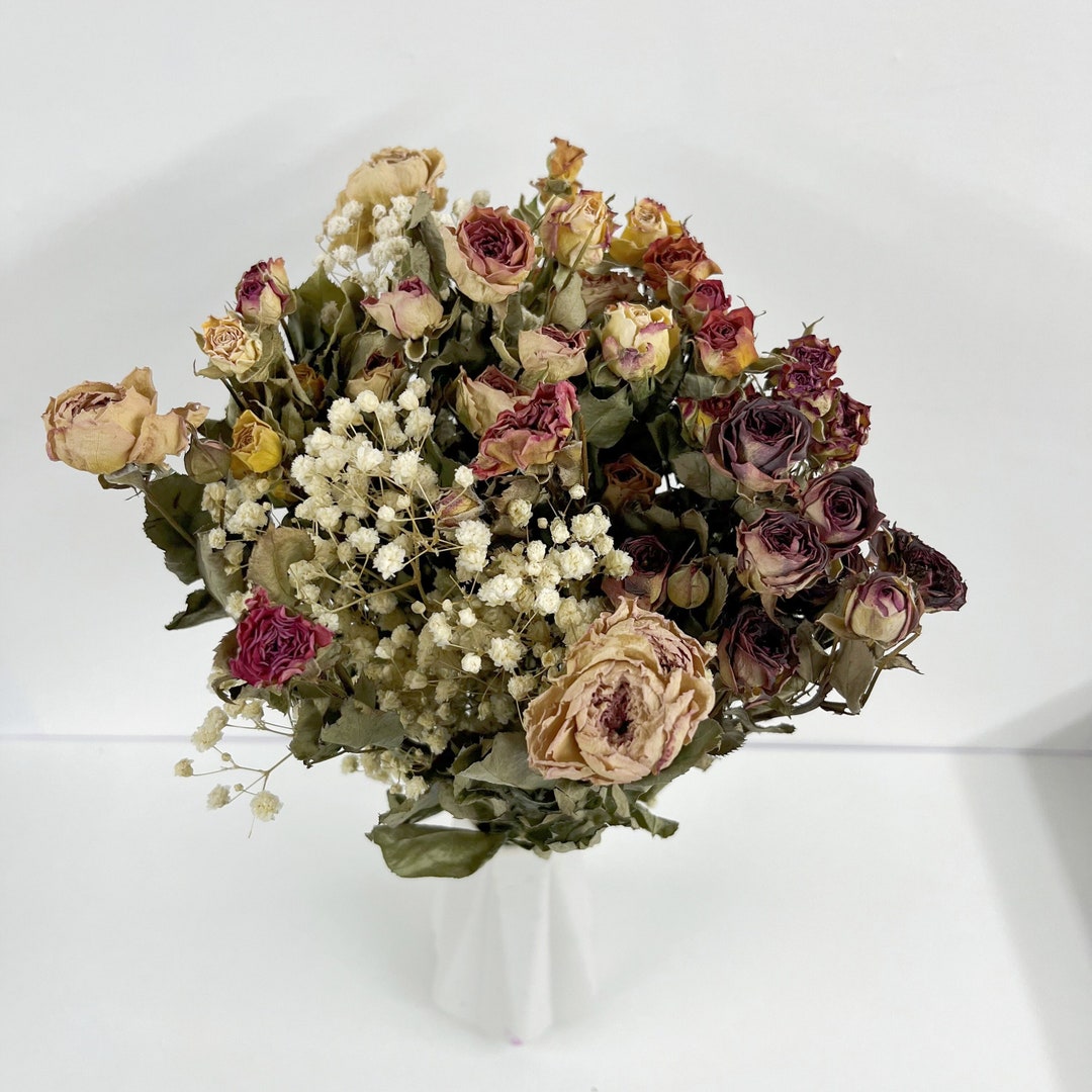 Dried Rose Dried Flowers Bouquet,home Decor,rustic Vintage Bouquet ...