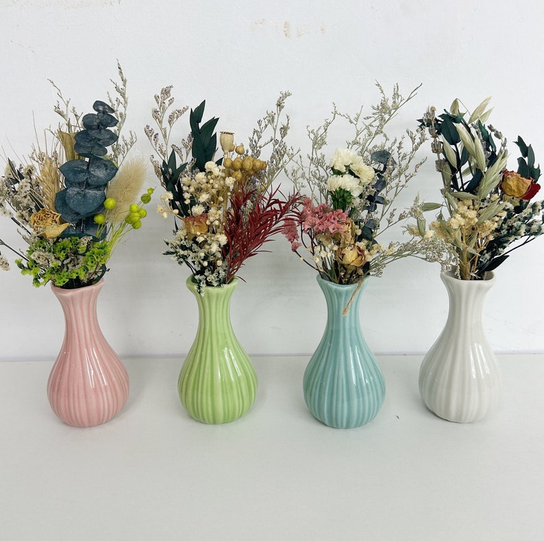 Mini Dried Flower Bouquet: Natural Boho Decor With Vase - Etsy