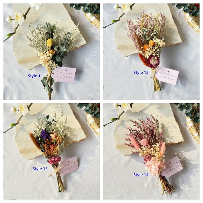 Mini Dried Flower Bouquet, Boho Wedding Gift - Etsy