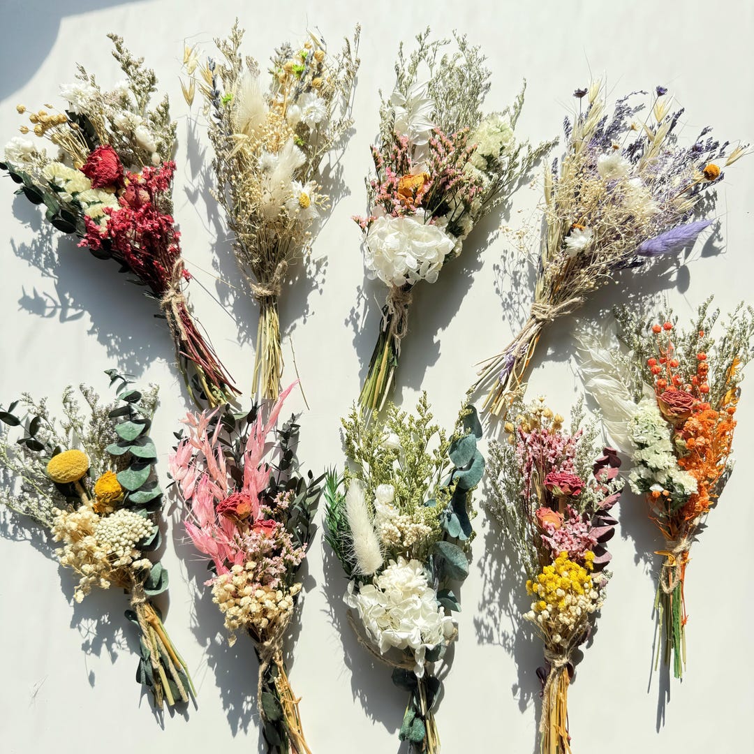 Boho Mini Dried Flower Bouquet, Rustic Table Decor - Etsy
