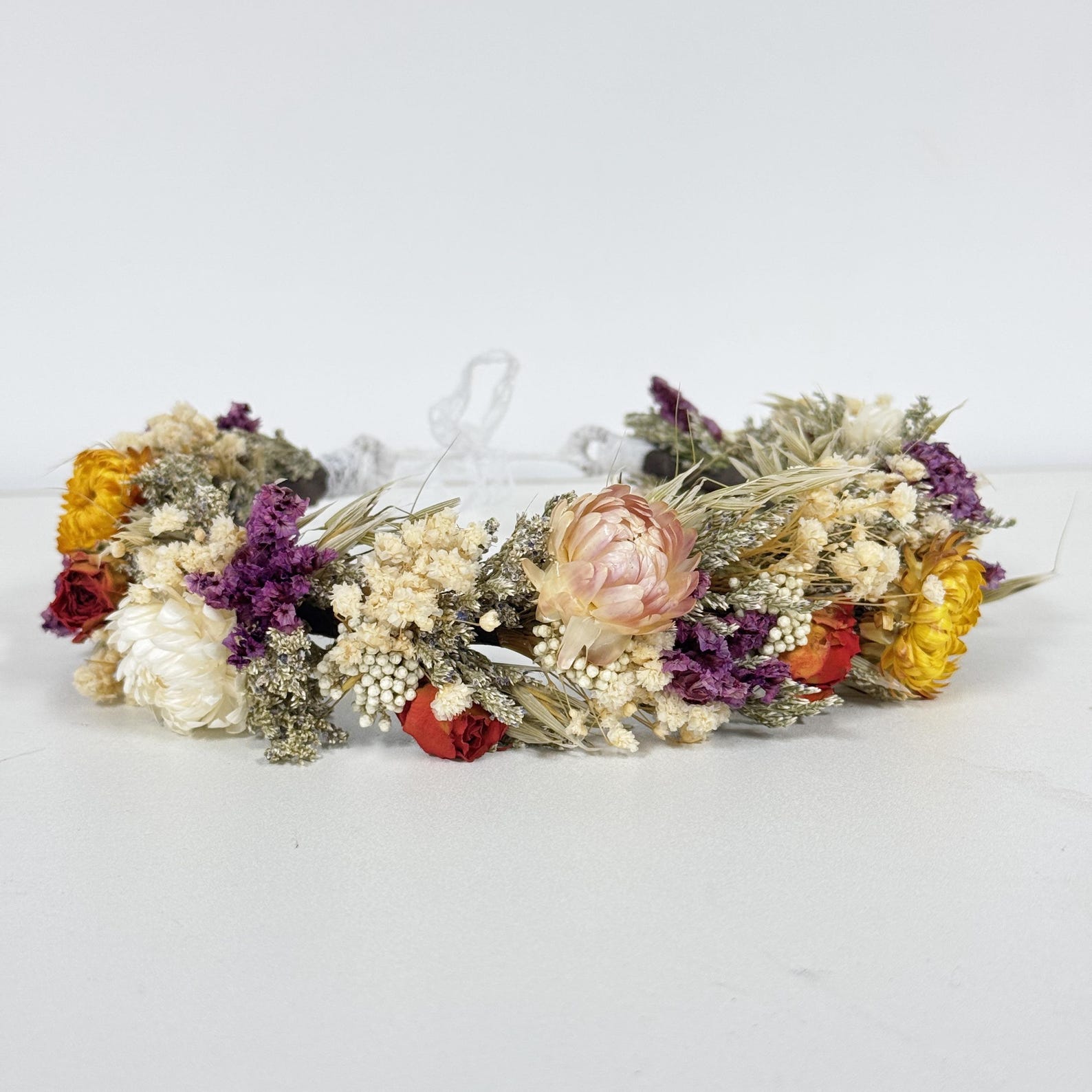 Boho Dried Flower Crown, Rustic Wedding Bridal Floral Headpiece, New ...