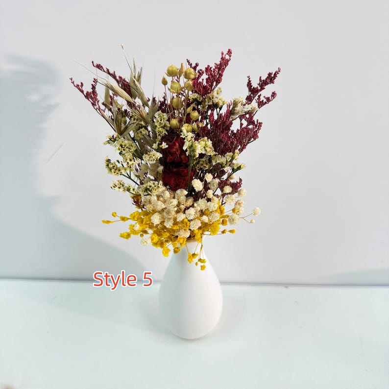 Boho Mini Dried Flower Bouquet, Small Vase Arrangement, Wedding Favors ...