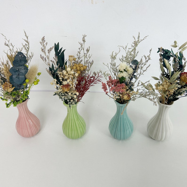 Mini Dried Flower Bouquet: Natural Boho Decor With Vase - Etsy