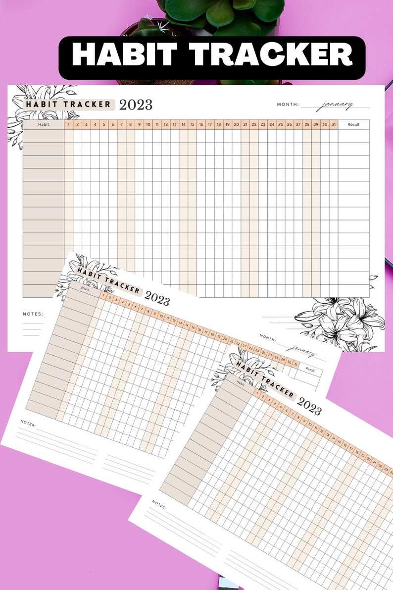 Habit Tracker Printable Daily Habits Planner Habit Tracker Digital ...