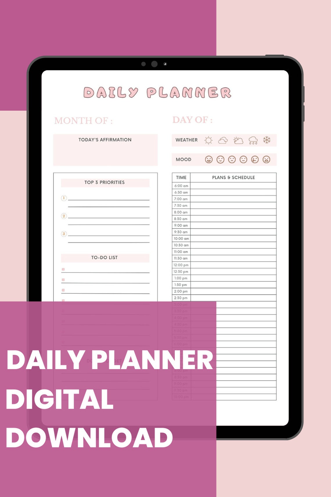 Daily Planner Printable, Habit Tracker Spreadsheet, Digital Download - Etsy