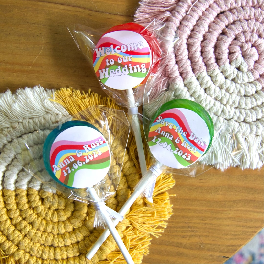 Personalised Lollies/lollipops/lolly Pops | Custom Groovy 70s Wedding ...