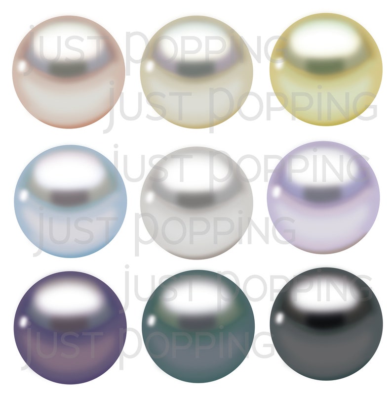 Pearl Clipart, Colourful Pearl Images, Set of 9 Pearl Pngs - Etsy
