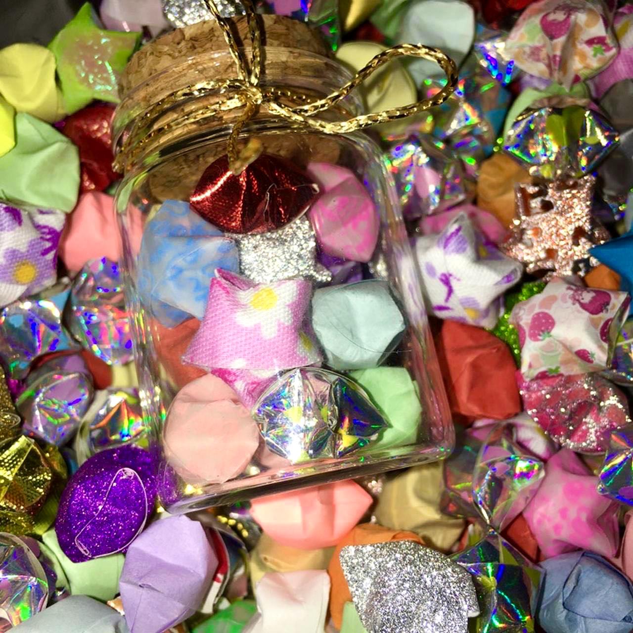 Origami Paper Stars in a Glass Jar Handmade Affirmation & Wish Jar ...