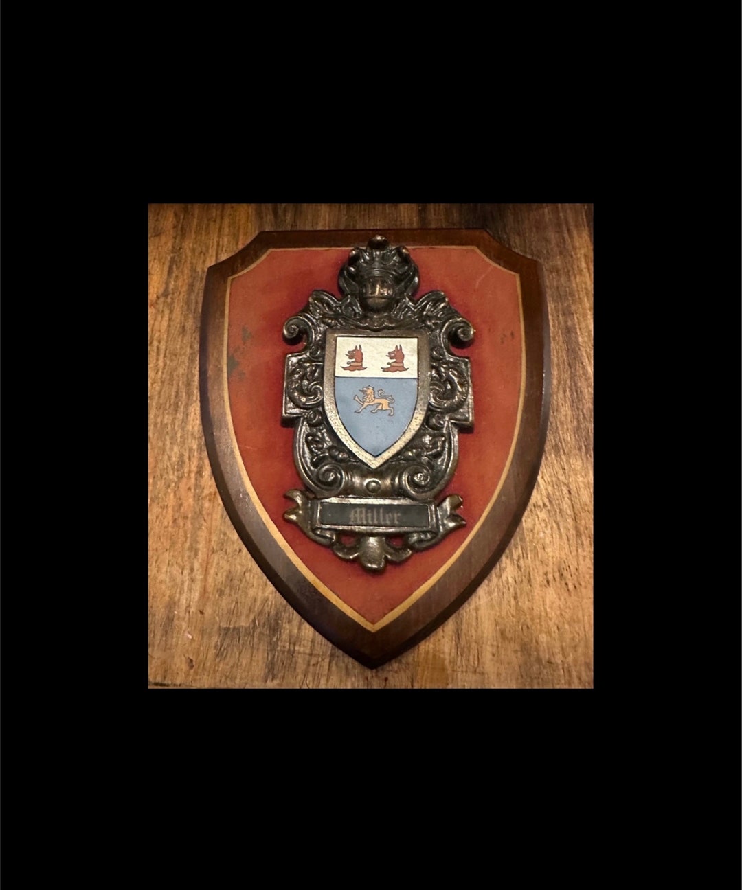 Vintage Coat of Arms Miller Clan on Wood Shield Scotland Lion & 2 ...