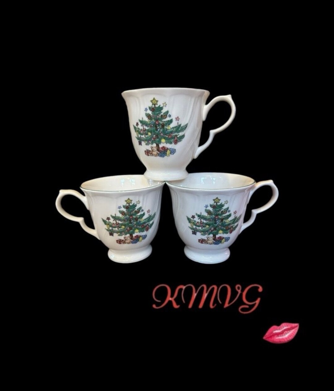 Vintage Nikko Japan Happy Holidays Tea Cups Set of 3 Christmas China ...
