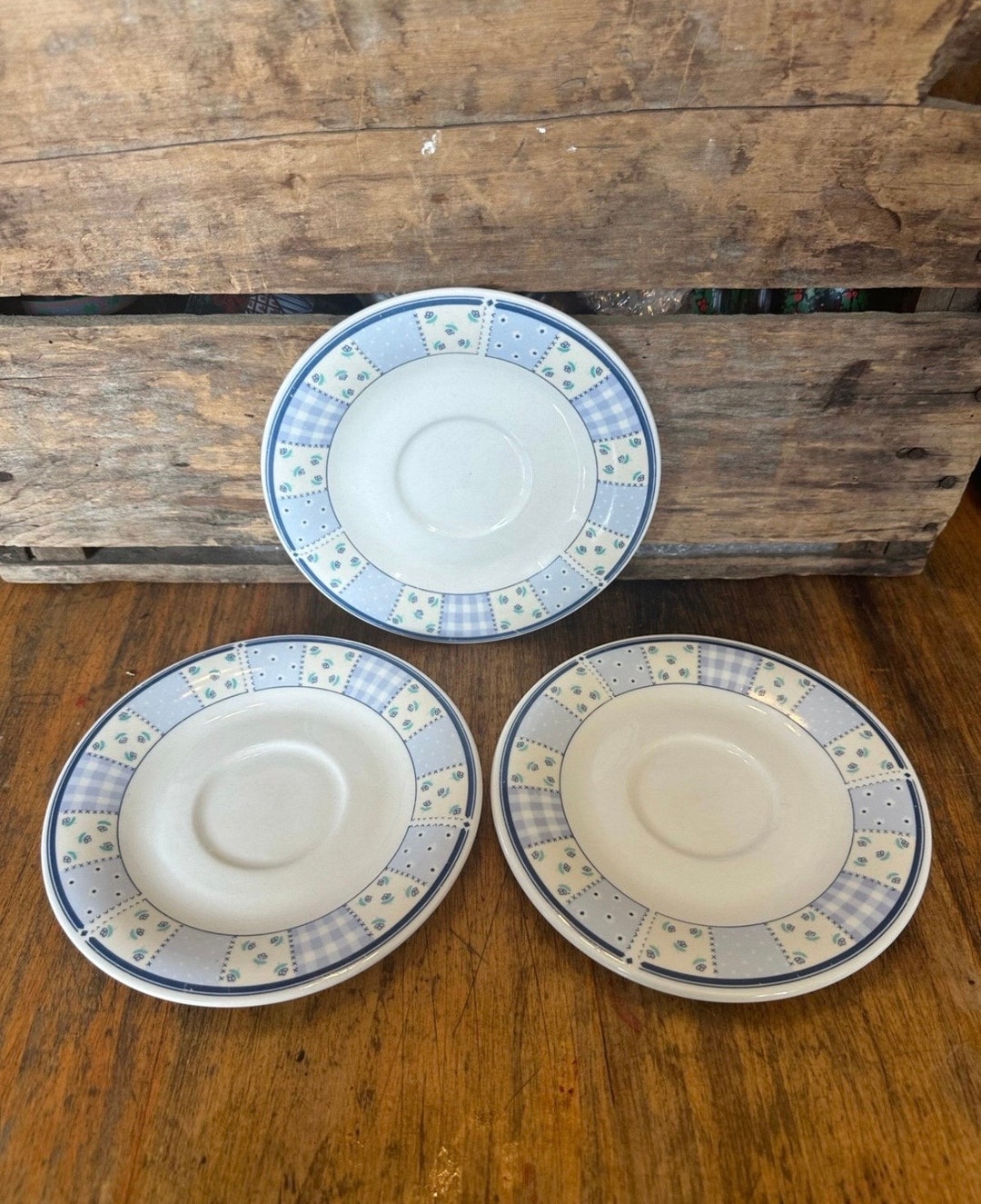 Vintage Gibson Designs HOME VALLEY Lilac Squares Flowers Set of 3 ...