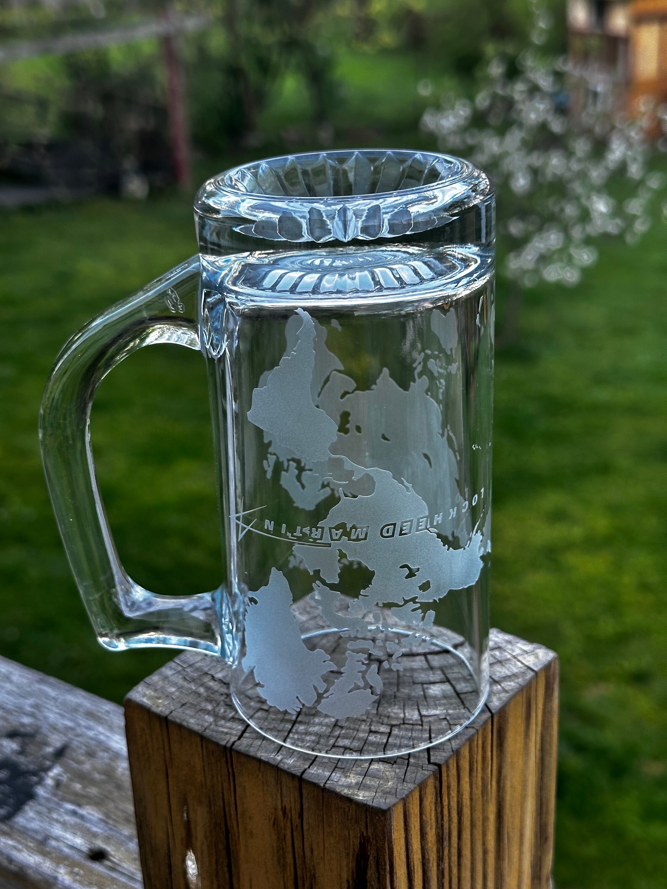 Vintage Lockheed Martin Etched World Map Beer Mug Glass - Etsy