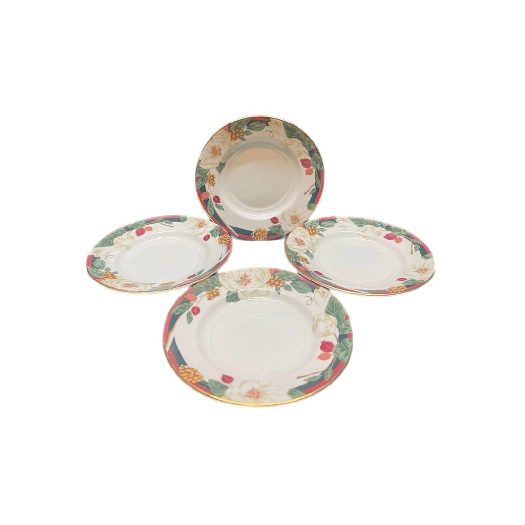 Tienshan Fine China Magnolia Pattern Set of 4 Saucers 6 Vintage - Etsy