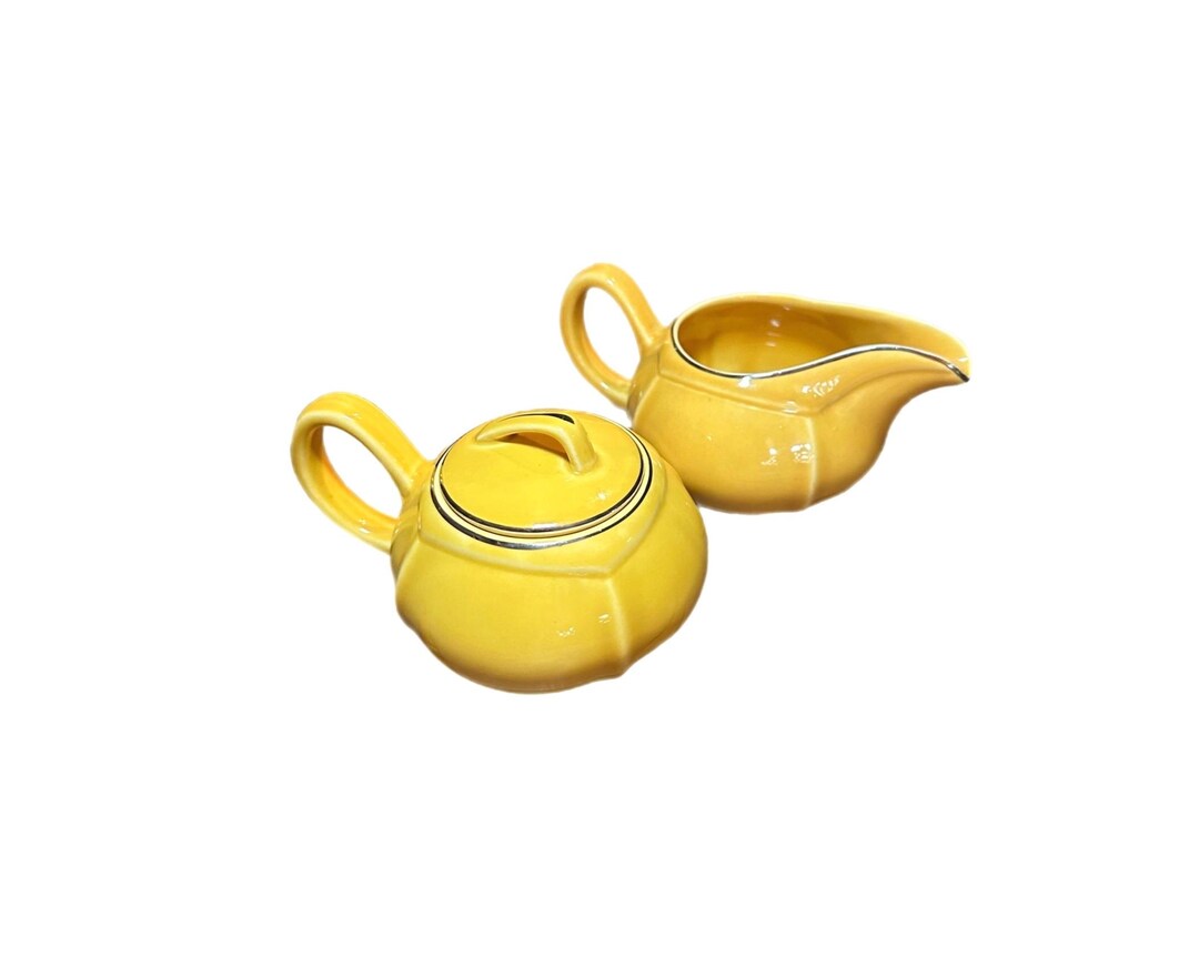 Vintage Paden City Pottery Minion Mandarín Yellow Creamer & Pitcher Set ...