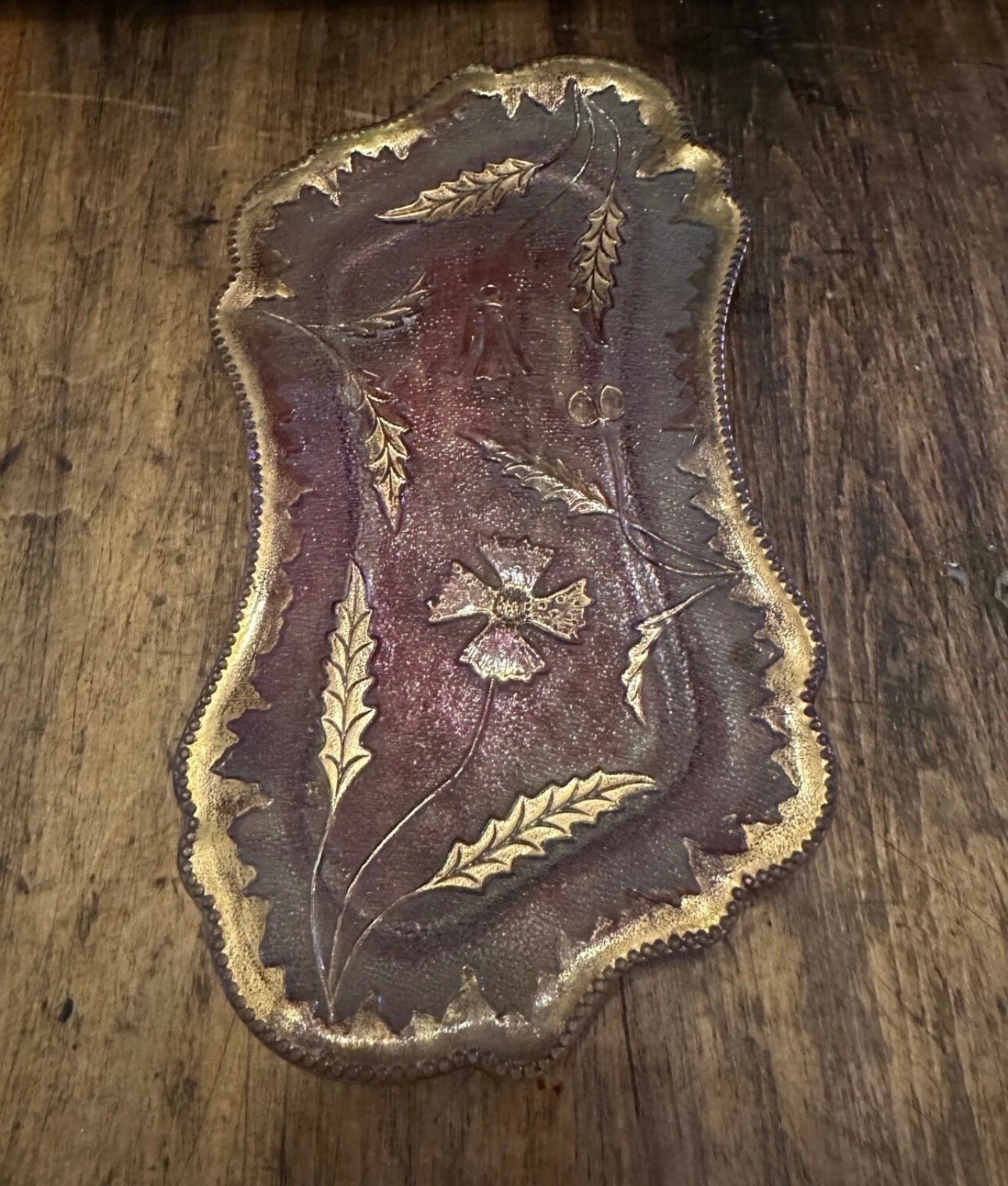 Antique Goofus Glass Dish 8.5 X 5 Red & Gold - Etsy