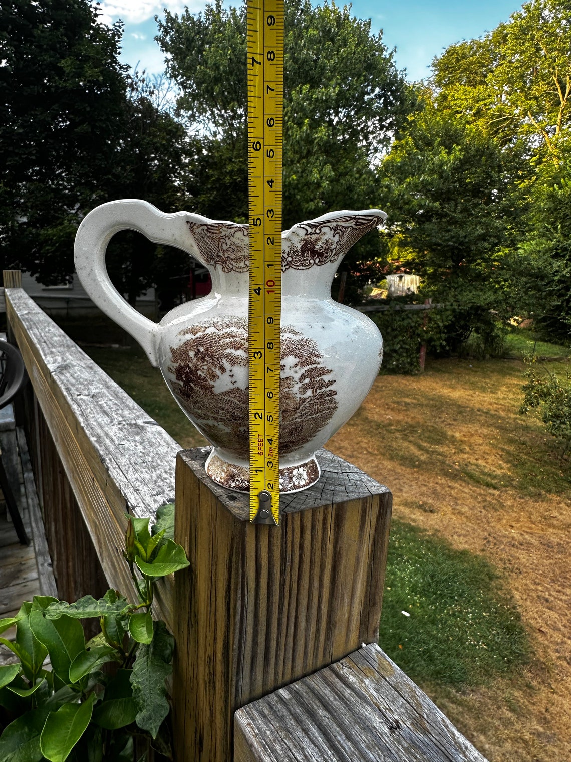 Vintage Brown Transfer Ironstone Jug/creamer With Rural Scenic View - Etsy