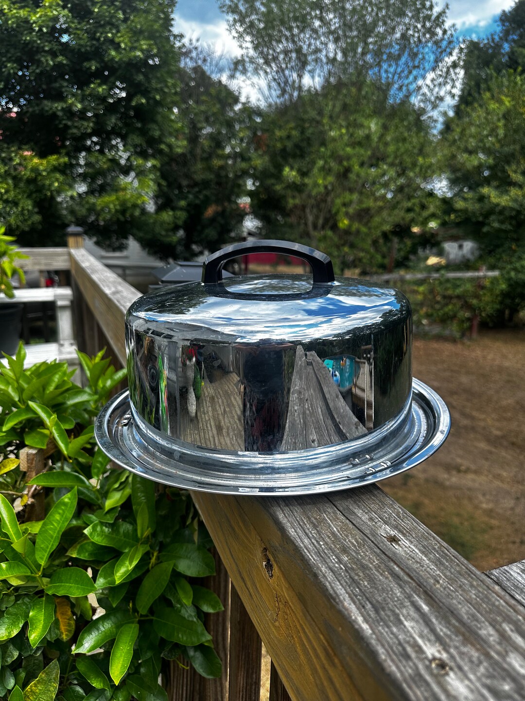 Vintage EVEREDY Chrome Metal Cake Carrier W/ Locking Lid Cake Saver ...