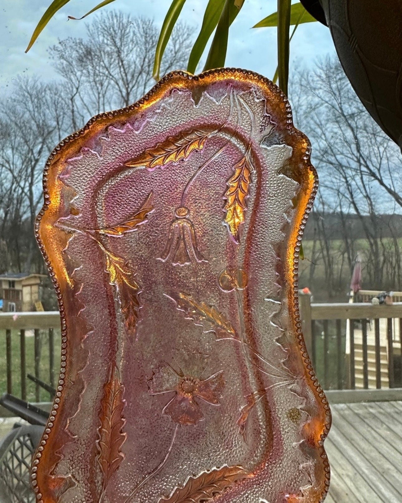 Antique Goofus Glass Dish 8.5 X 5 Red & Gold - Etsy