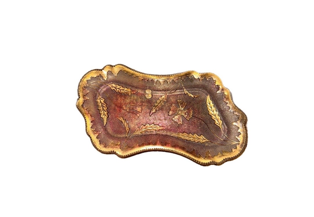 Antique Goofus Glass Dish 8.5 X 5 Red & Gold - Etsy