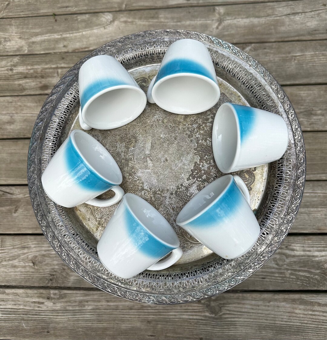 Vintage Jackson Custom China Coffee Cups Set of 6 Blue Hombre - Etsy