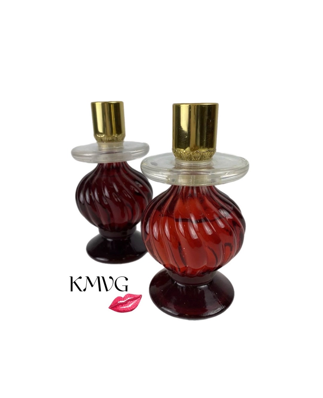 Vintage Avon Regence Perfume Red Glass Bottles Candlestick Holders - Etsy