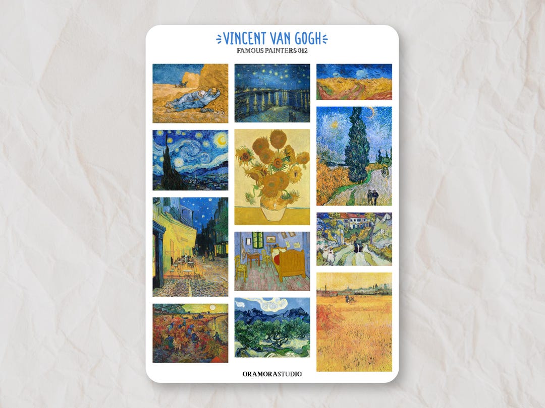 Vincent Van Gogh Sticker Sheet | Journal Stickers, Planner Stickers ...