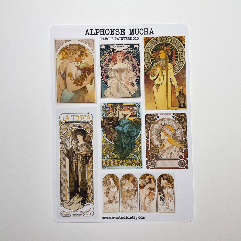 Alphonse Mucha Sticker Sheet | Journal Stickers, Planner Stickers | Art ...