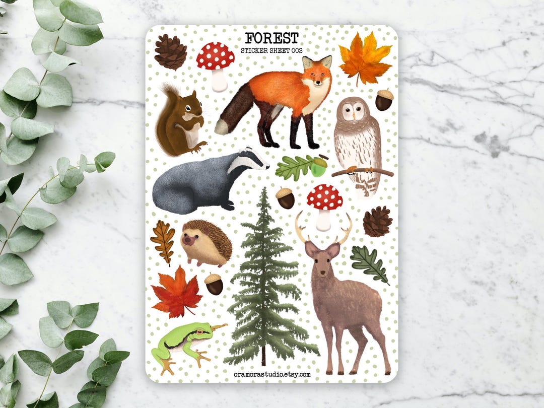 Forest Sticker Sheet | Journal Stickers, Planner Stickers | Animals ...