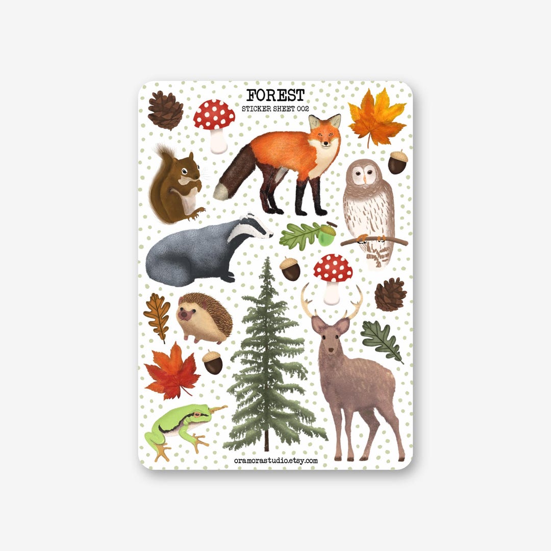 Sticker Sheet - Forest | Journal & Planner Stickers | Animals, Woodland ...