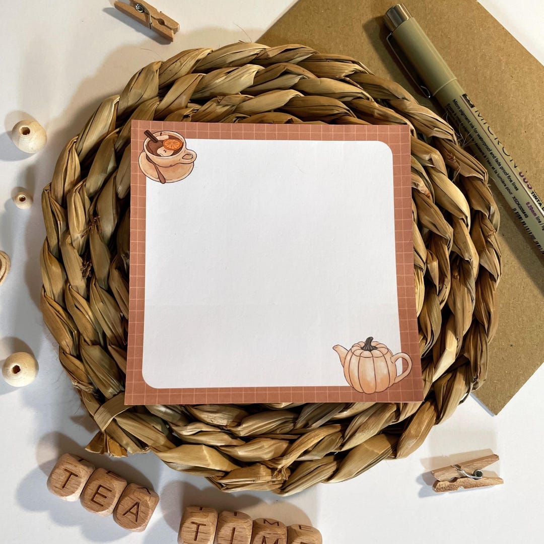 Tea Time Square Notepad | Mini Memo Pad, Notes, to Do List, Cute ...