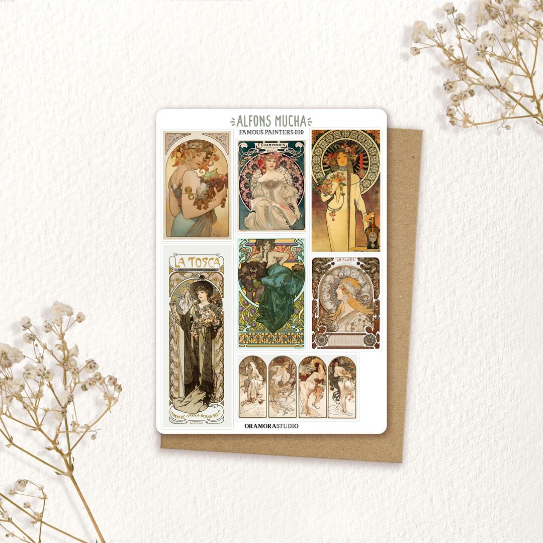 Alfons Mucha Sticker Sheet Bullet Journal, Planner, Scrapbook Stickers ...