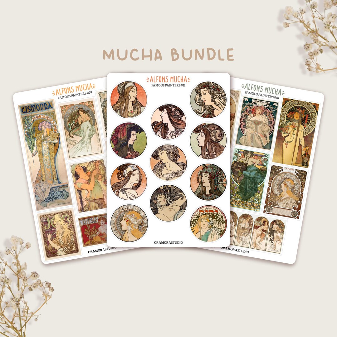 Alphonse Mucha Sticker Bundle Journal Stickers, Planner Stickers Famous ...