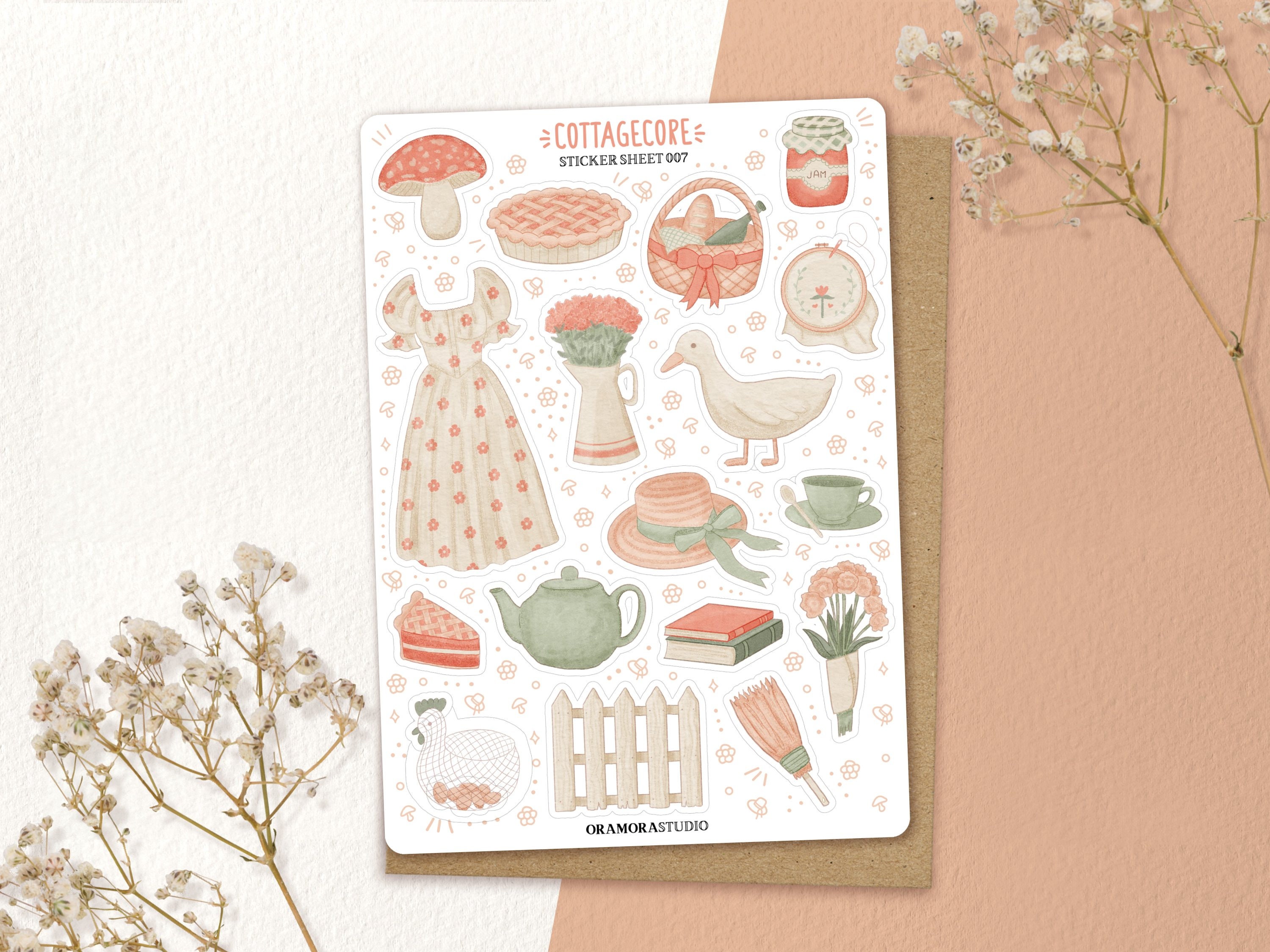 Cottagecore Sticker Sheet Bullet Journal Stickers, Planner Stickers ...