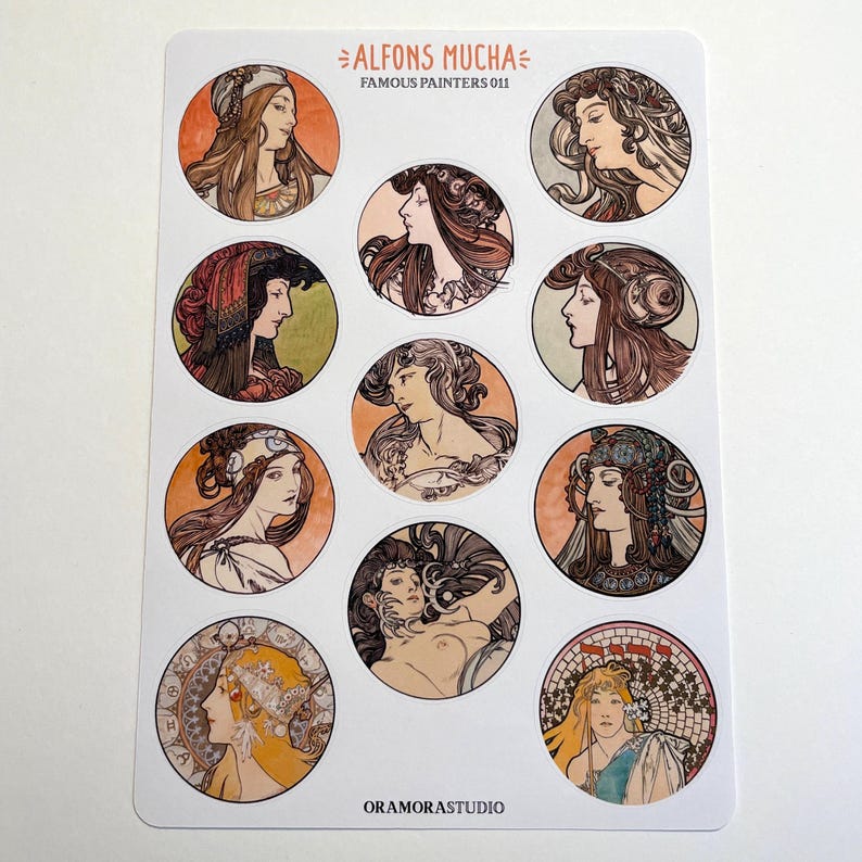 Alphonse Mucha Sticker Bundle | Journal Stickers, Planner Stickers ...