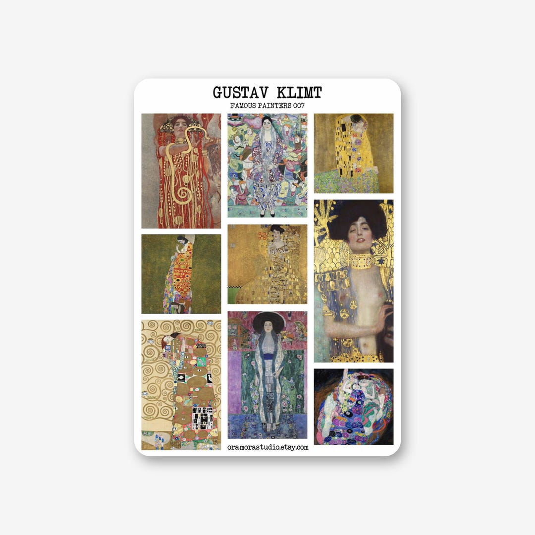 Sticker Sheet - Gustav Klimt | Journal & Planner Stickers | Art Nouveau ...