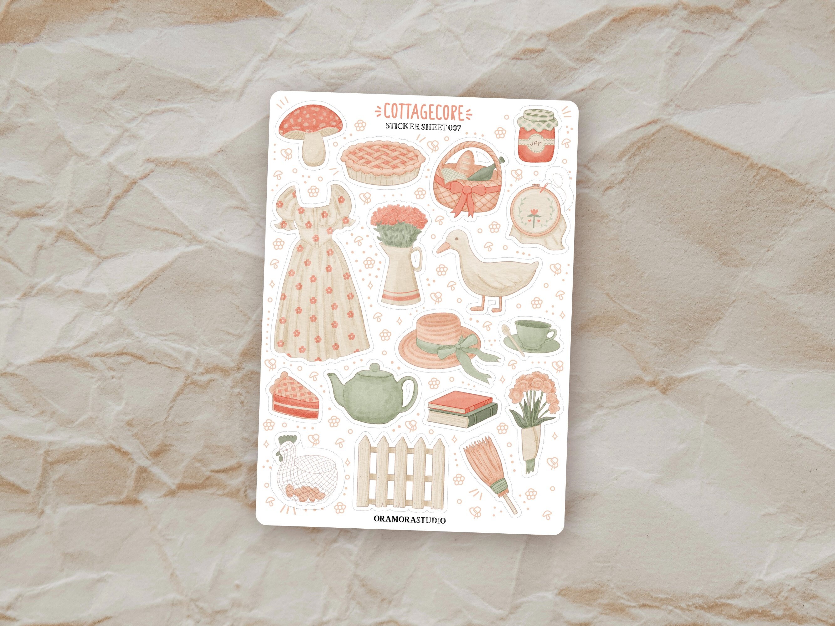 Cottagecore Sticker Sheet Bullet Journal Stickers, Planner Stickers ...
