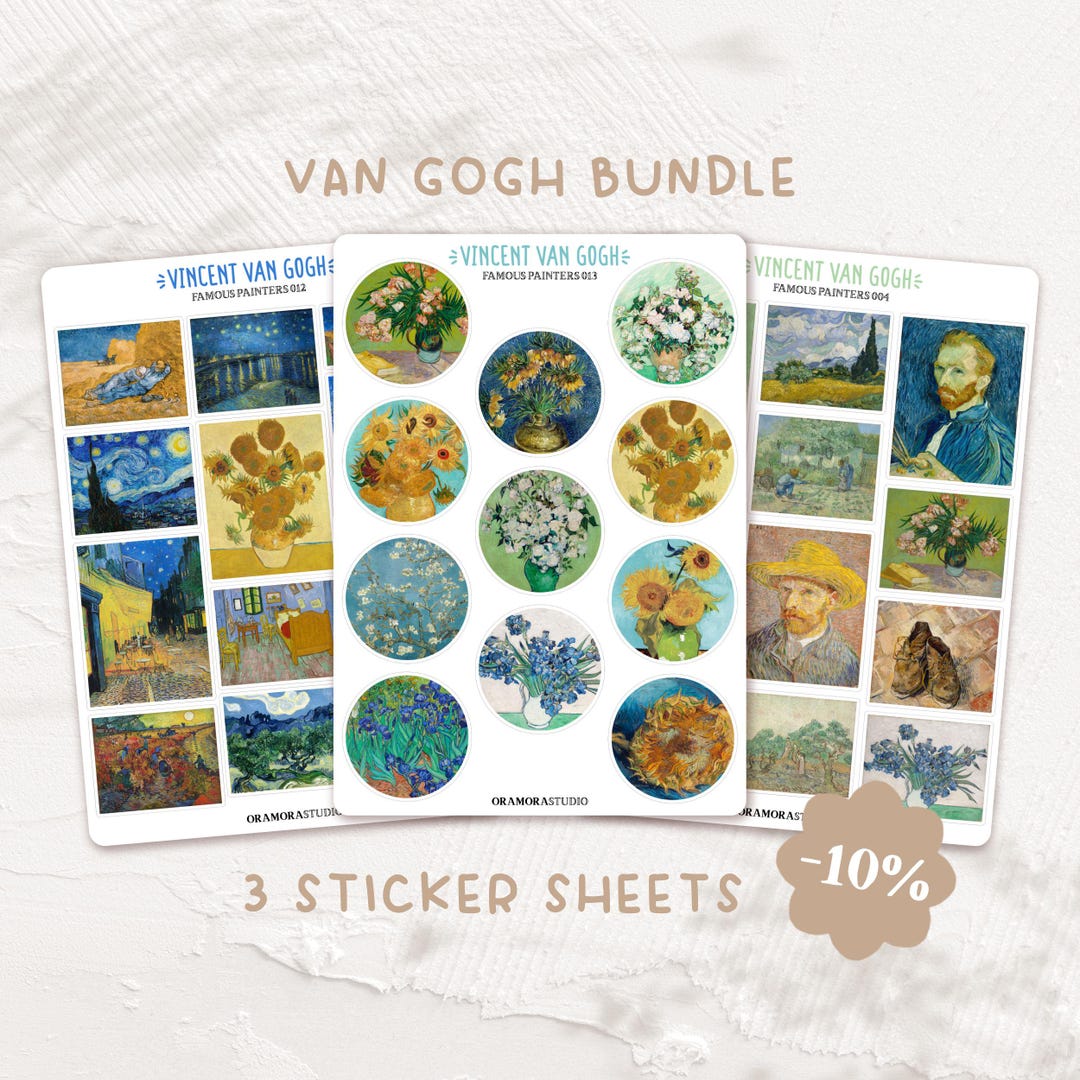 Vincent Van Gogh Sticker Bundle Journal Stickers, Planner Stickers ...