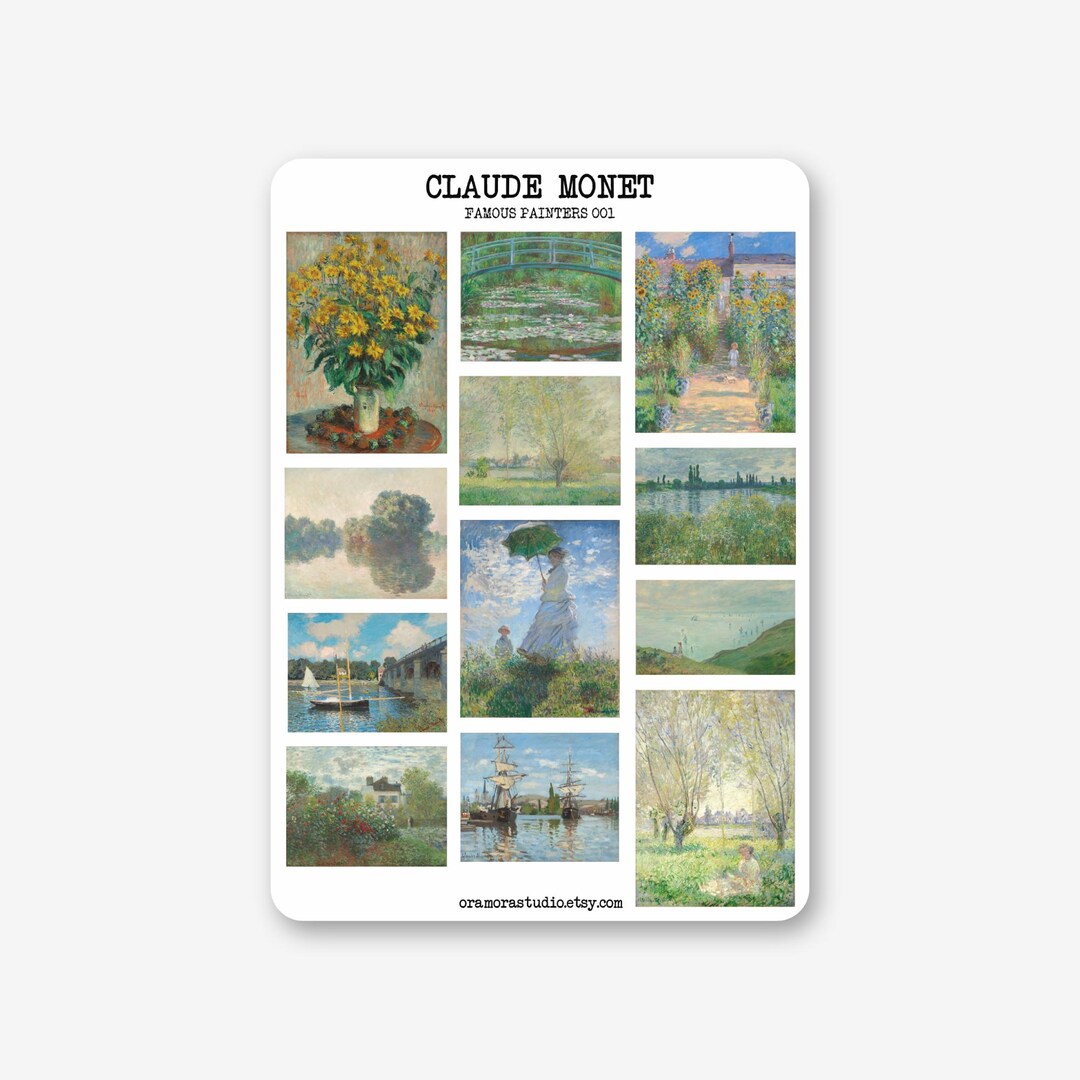 Sticker Sheet - Claude Monet | Journal & Planner Stickers | Fine Art ...