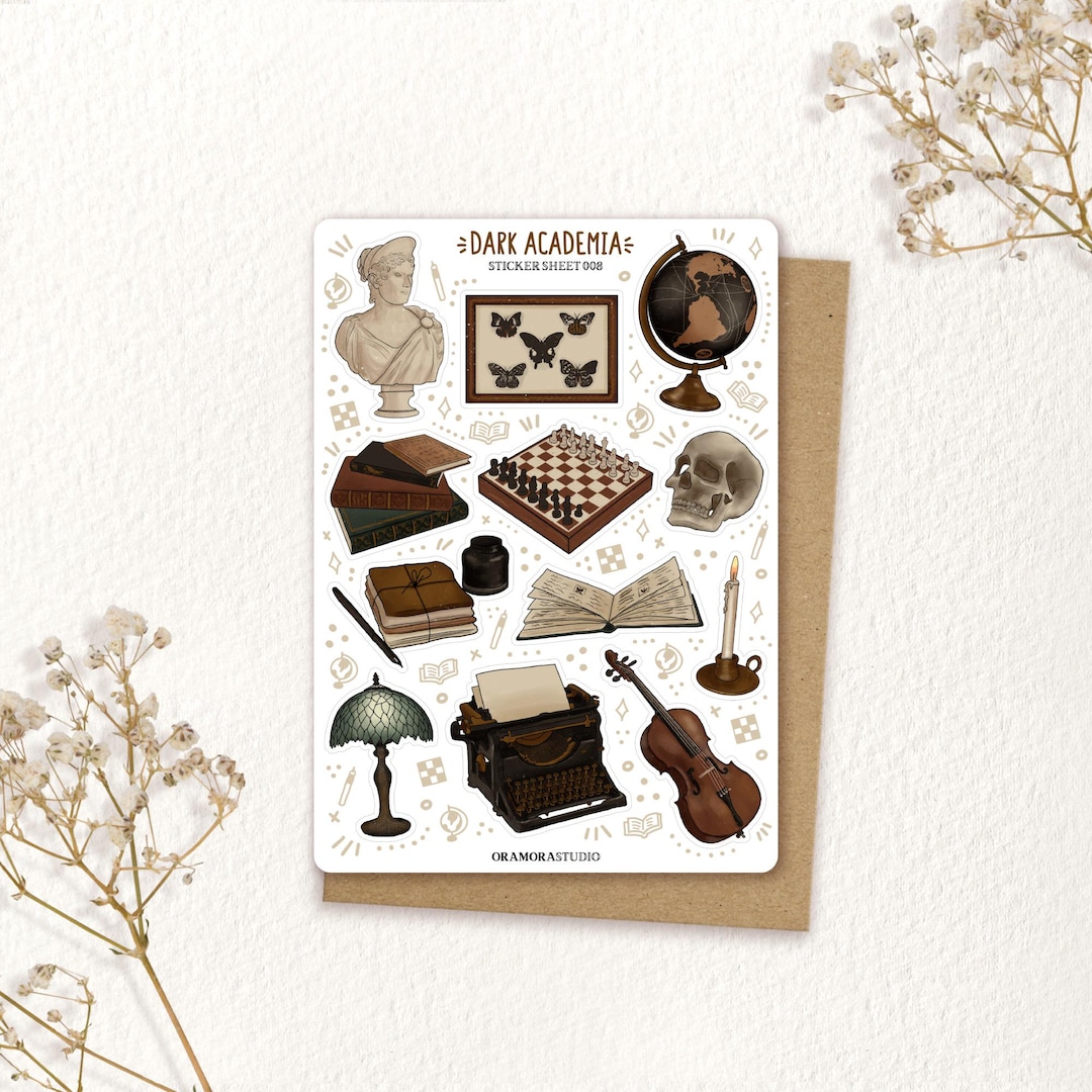Dark Academia Sticker Sheet Bullet Journal, Planner, Scrapbook Cozy ...