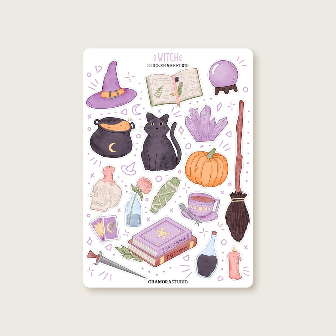 Witch Sticker Sheet Bullet Journal, Planner, Scrapbook Witchy, Magical ...