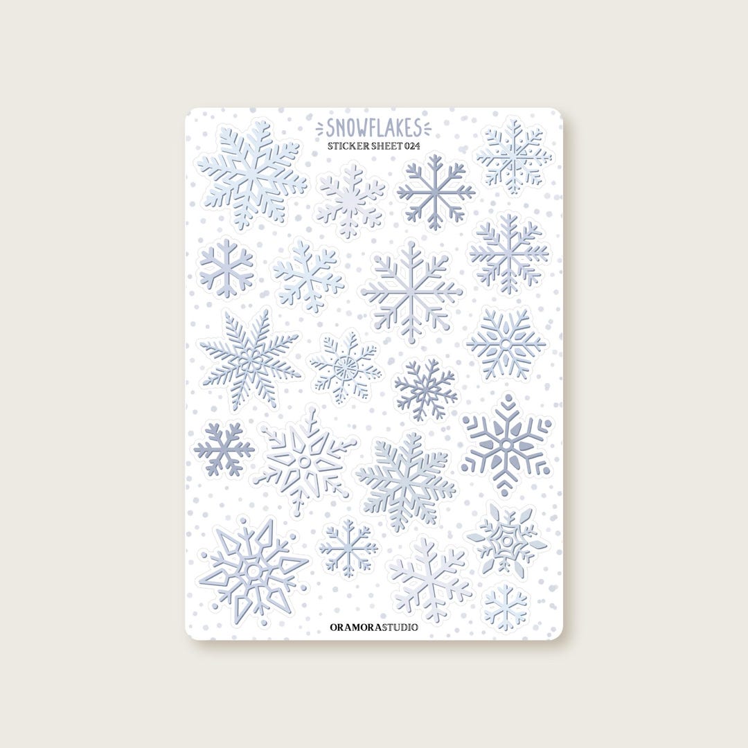 Snowflakes Sticker Sheet Bullet Journal, Planner, Scrapbook Winter, Ice ...