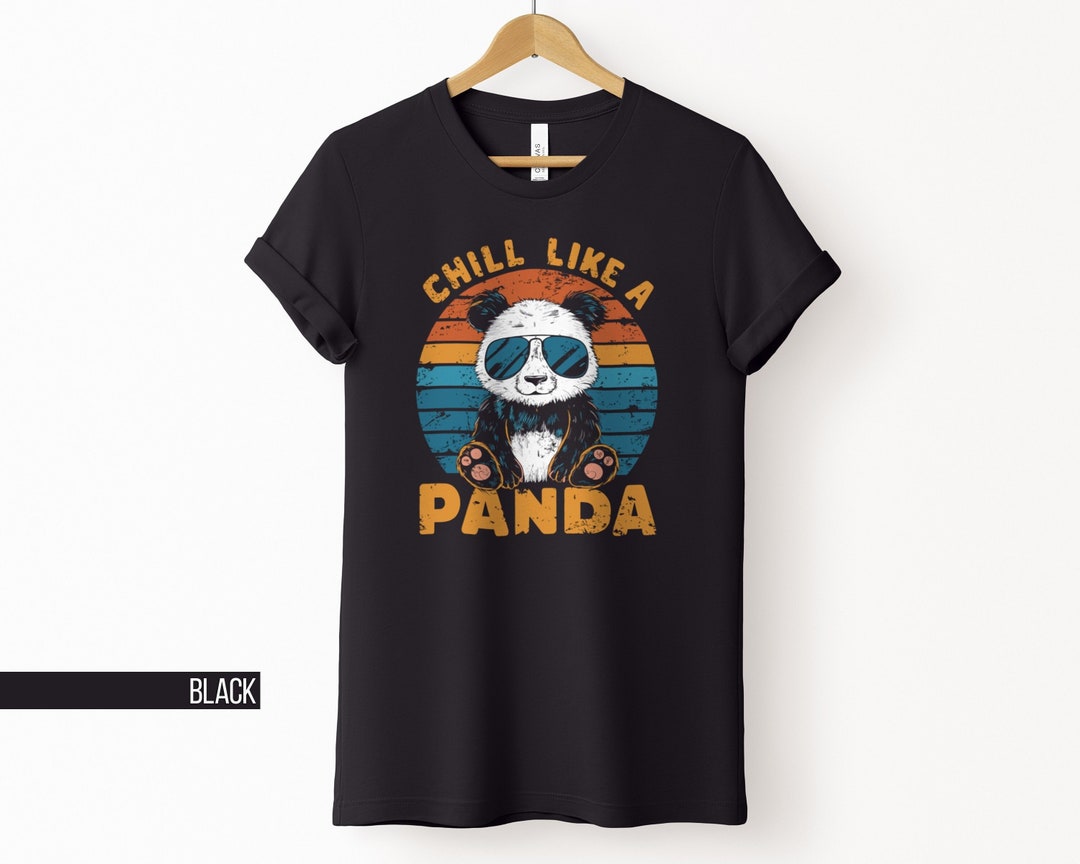 Chill Like A Panda Retro T-shirt, Funny Panda Graphic Tee, Cute Panda ...