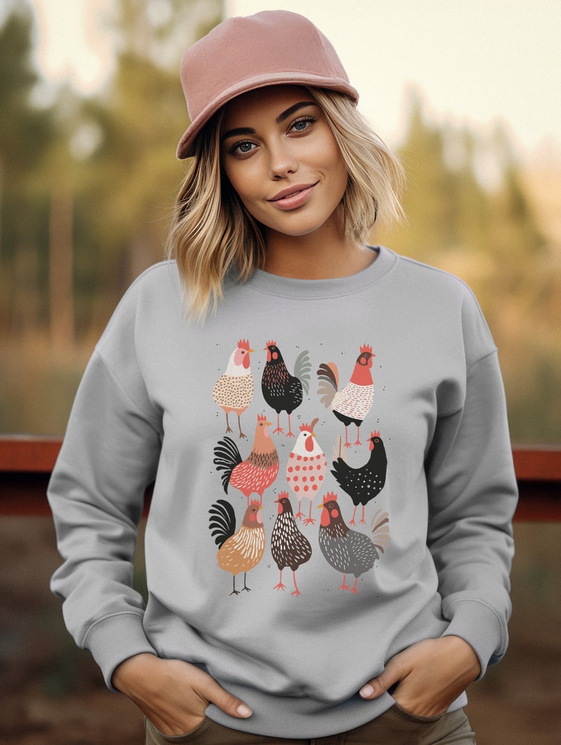 Adorable Chicken Sweatshirt, Farm Life Apparel, Chicken Lover Gift ...