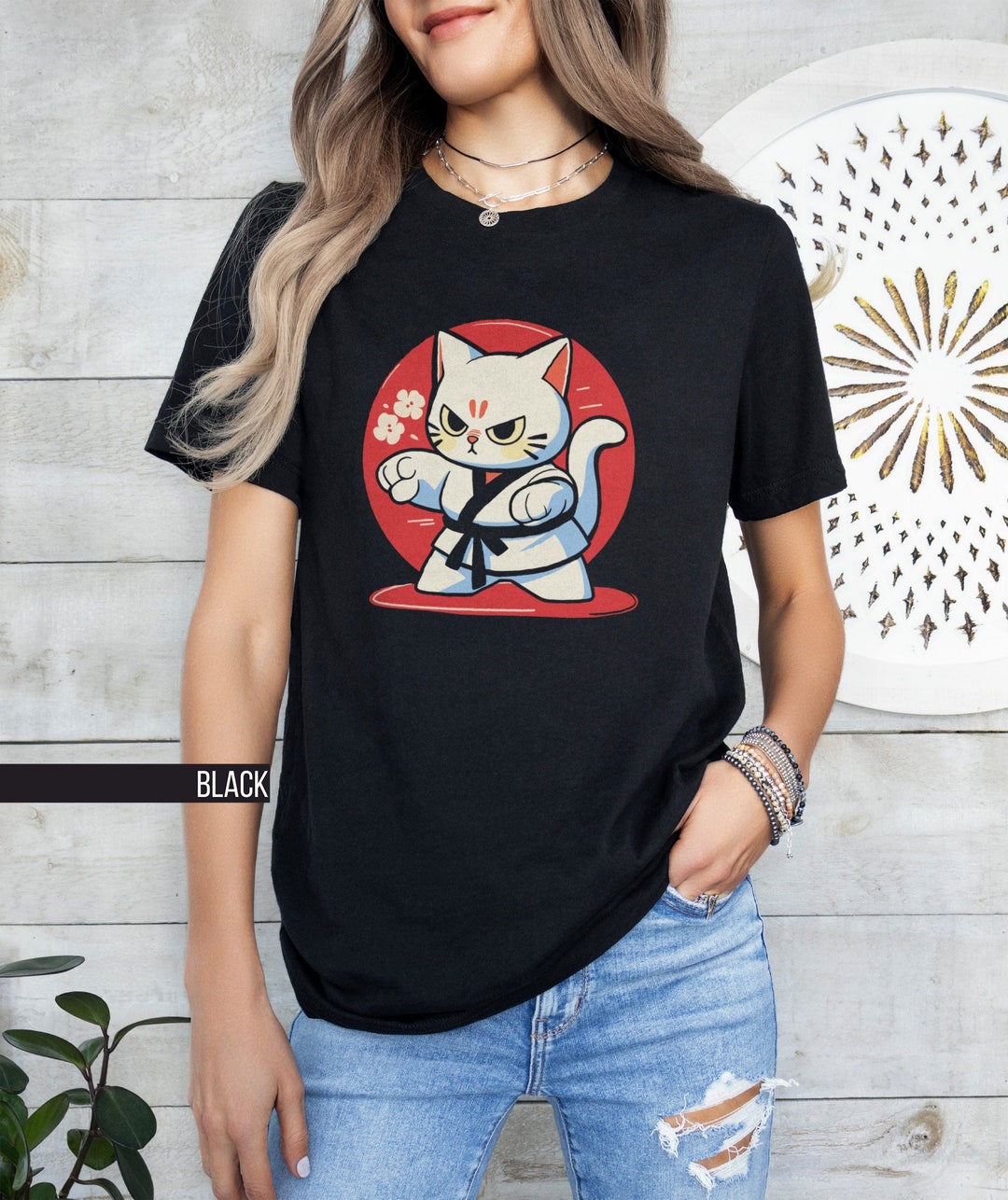 Cute Karate Cat T-shirt, Martial Arts Kitten Tee, Adorable Ninja Cat ...