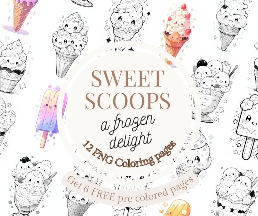 12 Cute Sweet Ice Cream Coloring Pages * Instant Download * Printable ...