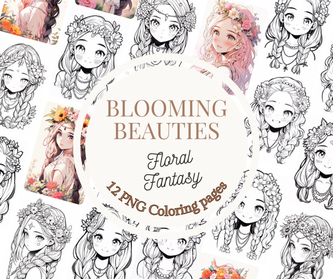 12 Spring Flower Girls Coloring Pages * Instant Download * Printable ...