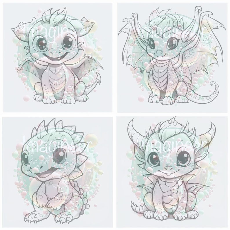 12 Cute Baby Dragons Coloring Pages * Instant Download * Printable ...