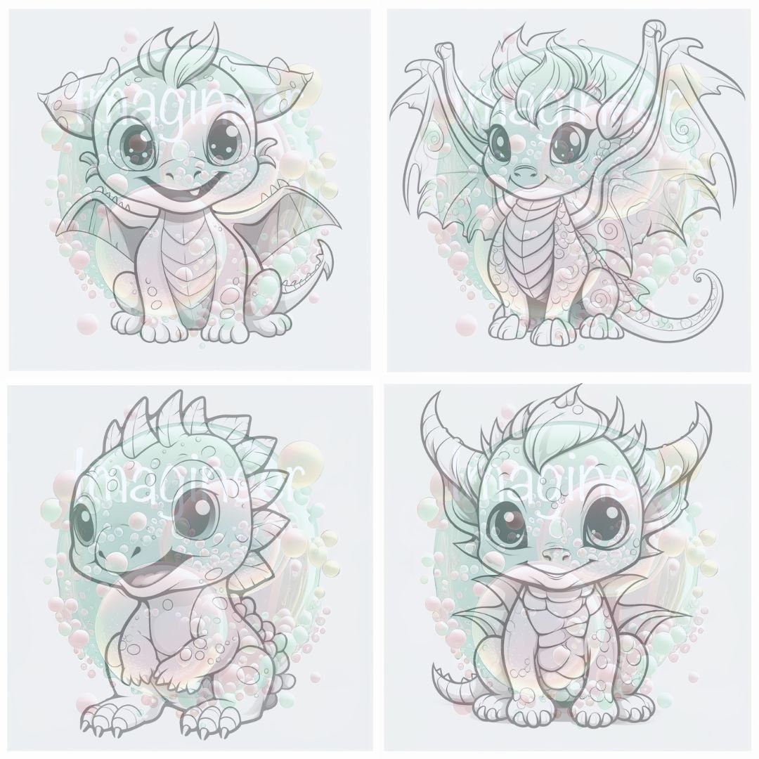 12 Cute Baby Dragons Coloring Pages * Instant Download * Printable ...